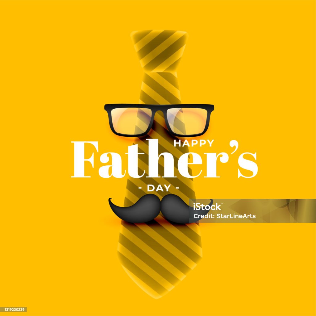 Realistic Happy Fathers Day Yellow Card Design Stock Illustration Download Image Now Father