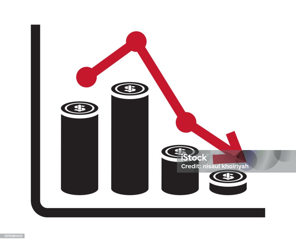 Vetores De Ícone Plano De Recessão Ou Queda Do Mercado De Ações Com