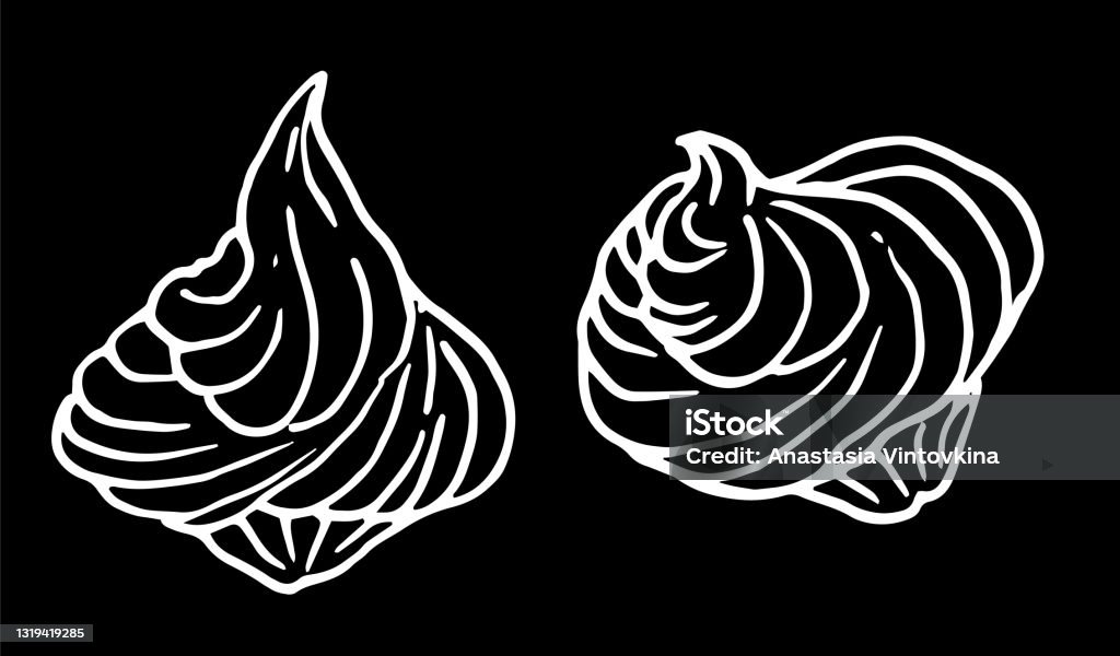 Vector Isolated Meringue Set Handdrawn In Sketch Style Sweet Meringue