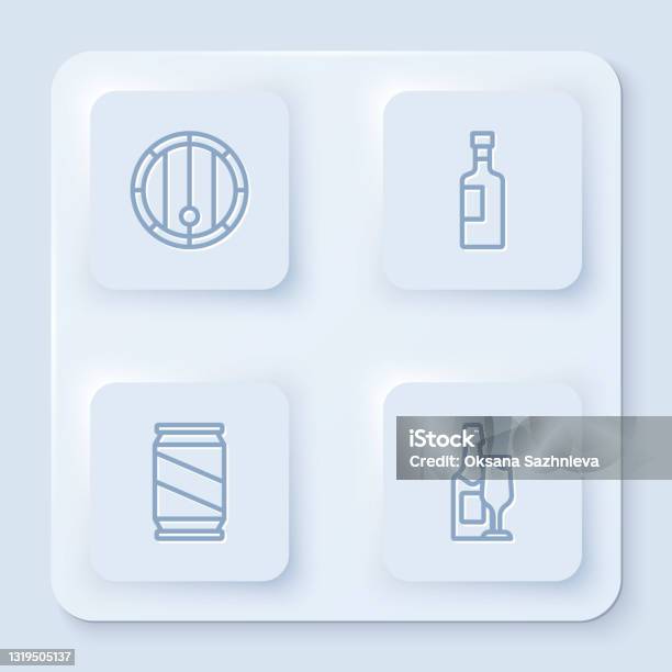Atur Garis Laras Kayu Botol Anggur Kaleng Bir Dan Sampanye Dan Gelas