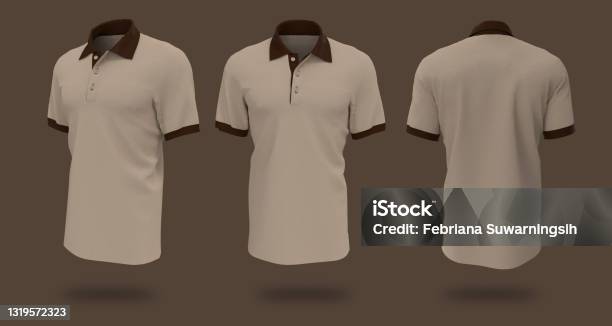 Template Mockup Kemeja Berkerah Kosong Di Tampilan Depan Samping Dan