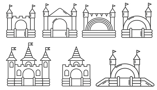 Ilustración de Conjunto De Castillo Inflable Hinchable Torre Y ... Ilustración de Conjunto De Castillo Inflable Hinchable Torre Y ...