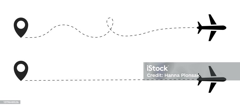 Chemin Pointillé Davion Ligne Pointillée Ditinéraire Davion Trajectoire
