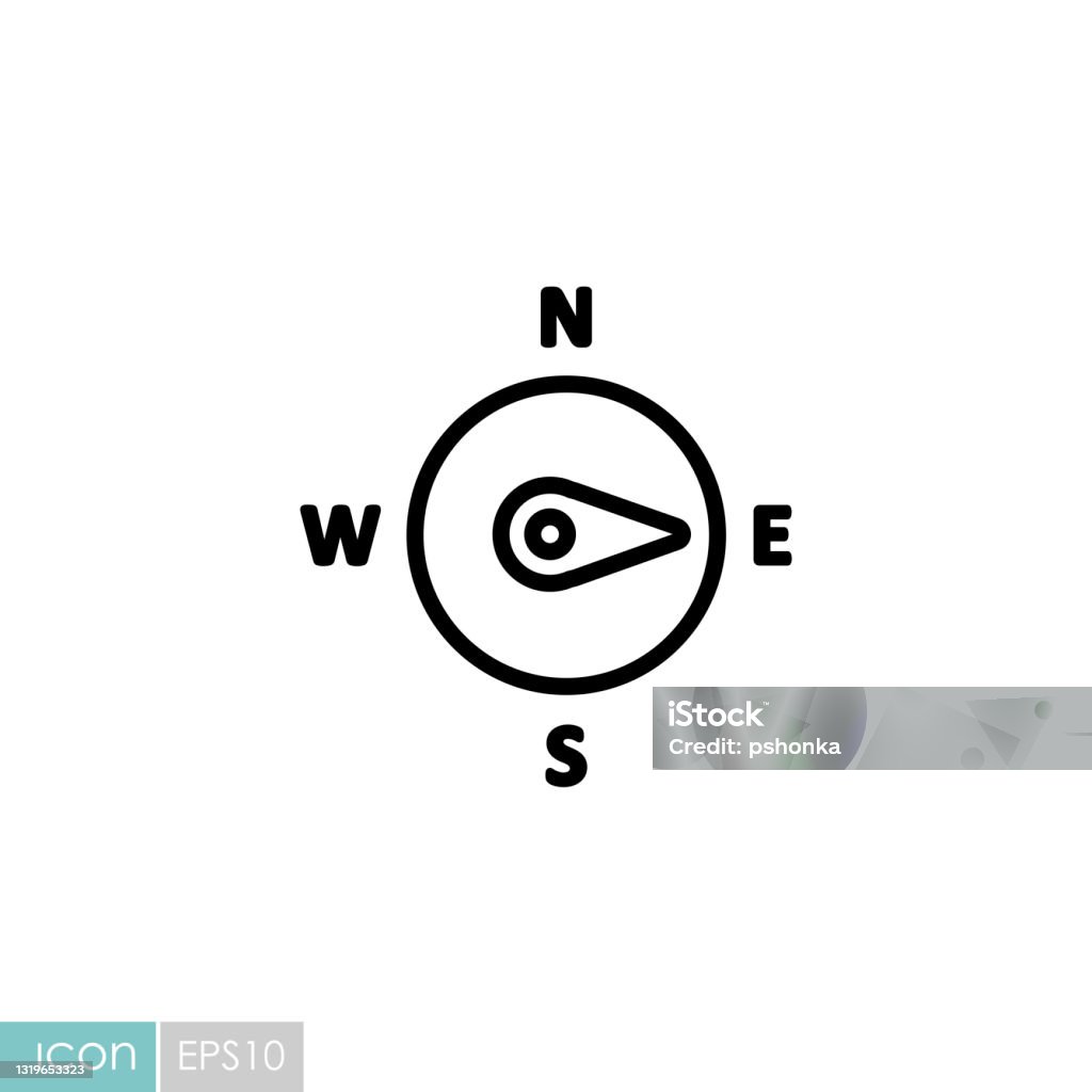 Compass Wind Rose Vector Icon Direction East Stock Illustration