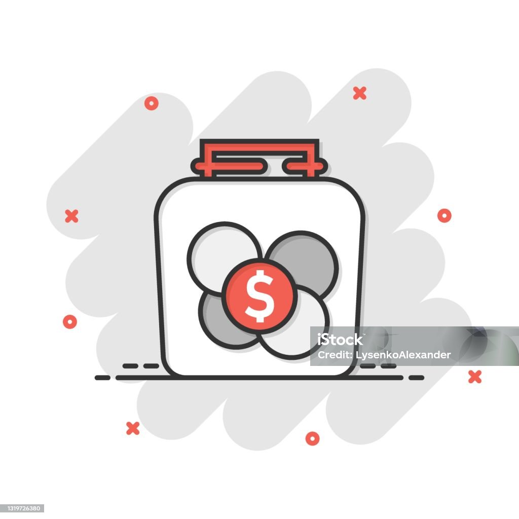 Icône De Boîte Dargent Dans Le Modèle Comique Illustration De Vecteur