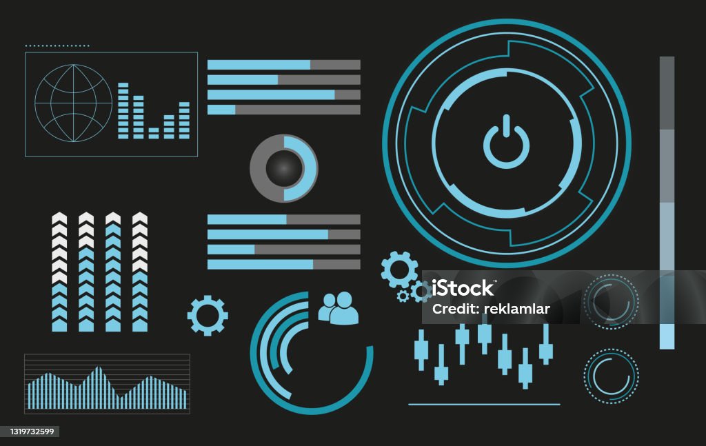Antarmuka Pengguna Hijau Futuristik Hud Tampilan Dasbor Layar Teknologi