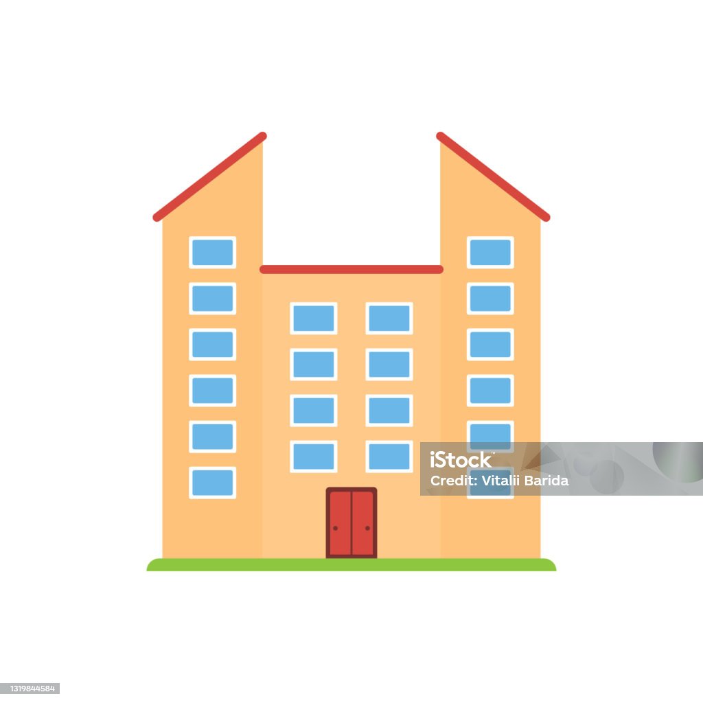 Membangun Ikon Datar Rumah Modern Dan Simbol Real Estat Ilustrasi Stok
