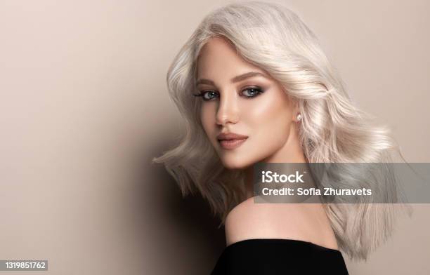 Portrait Of Nicely Looking Young Model With Dyed In The Blond Shade ... Portrait Of Nicely Looking Young Model With Dyed In The Blond Shade ...