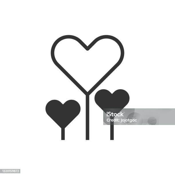 Ballons De Coeur Icône Damour Ou Illustration De Vecteur De Logo