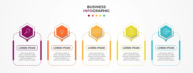Vector Infographic Concevoir Modèle Dentreprise Avec Des Icônes Et 5