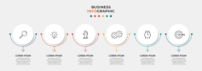 Vector Infographic Concevoir Modèle Dentreprise Avec Des Icônes Et 6