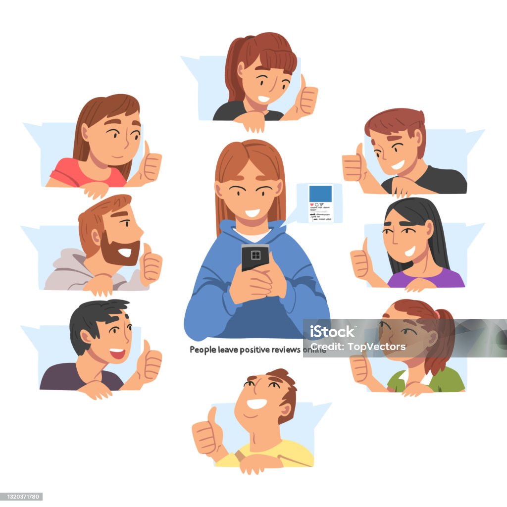 Ilustración De Seguidores Adolescentes Dando Me Gusta A Blogger