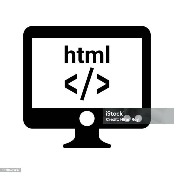 Pengkodean Pemrograman Ikon Html Grafik Vektor Hitam Sederhana