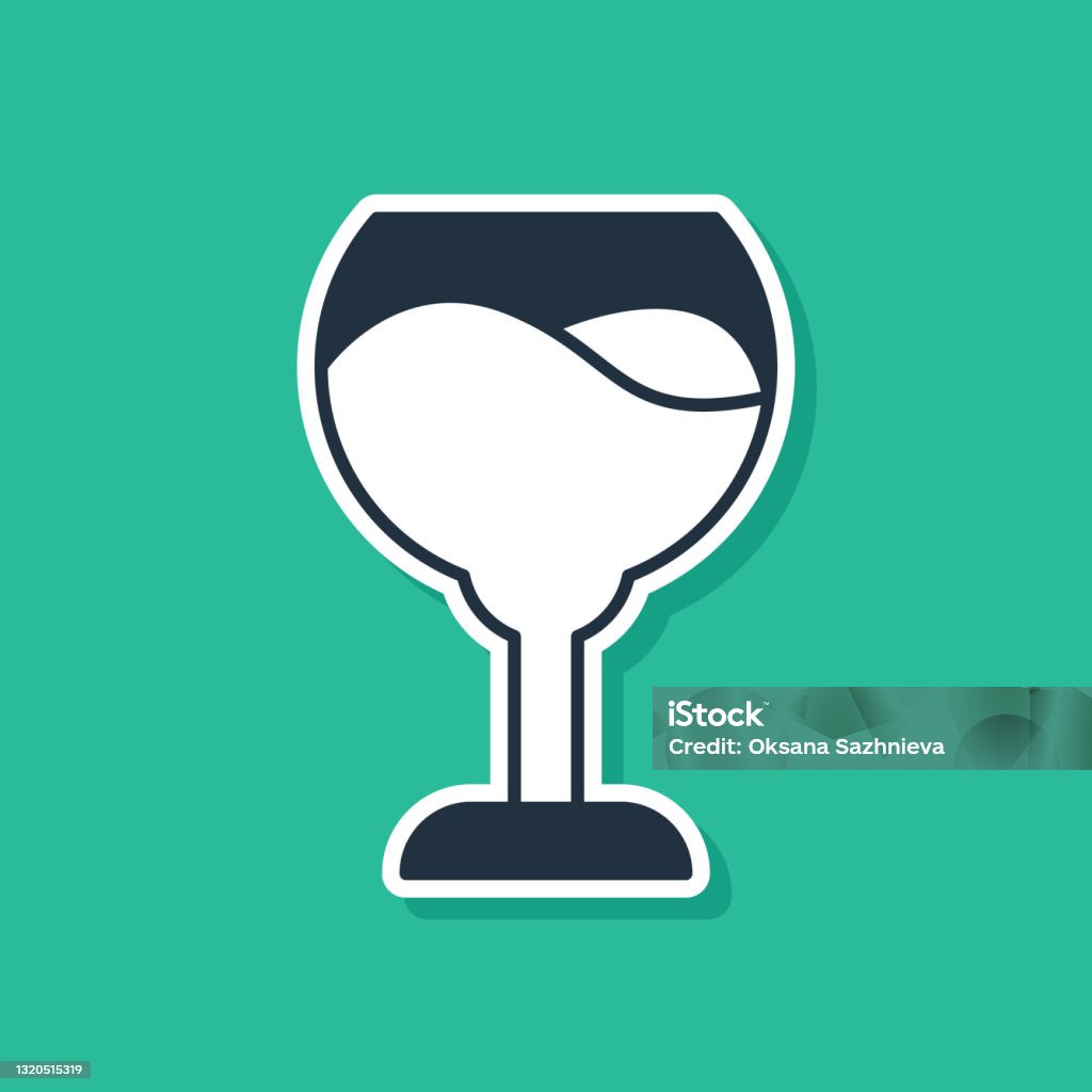 Blue Wine Glass Icon Isolated On Green Background Wineglass Sign Vector Stock Illustration