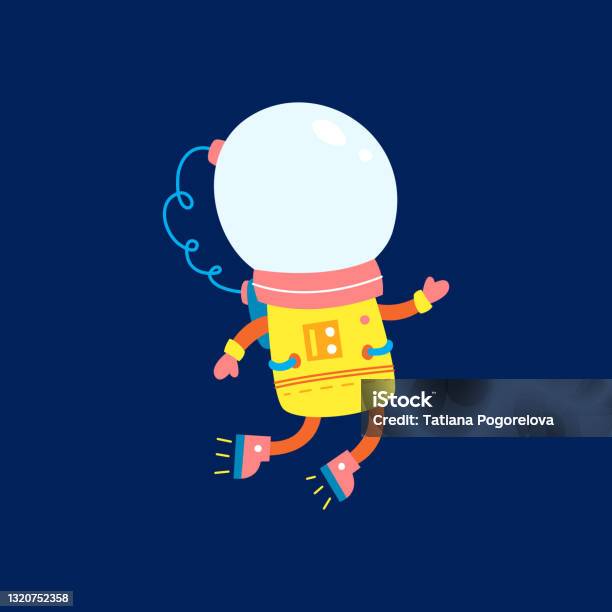 Desain Datar Astronot Mengapung Di Ruang Angkasa Ilustrasi Vektor