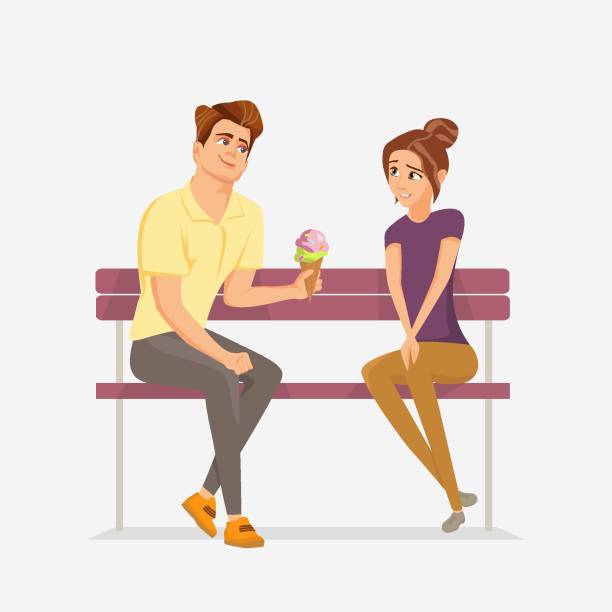 30 Romantic Couple Sitting Park Bench Together Backgrounds Stock