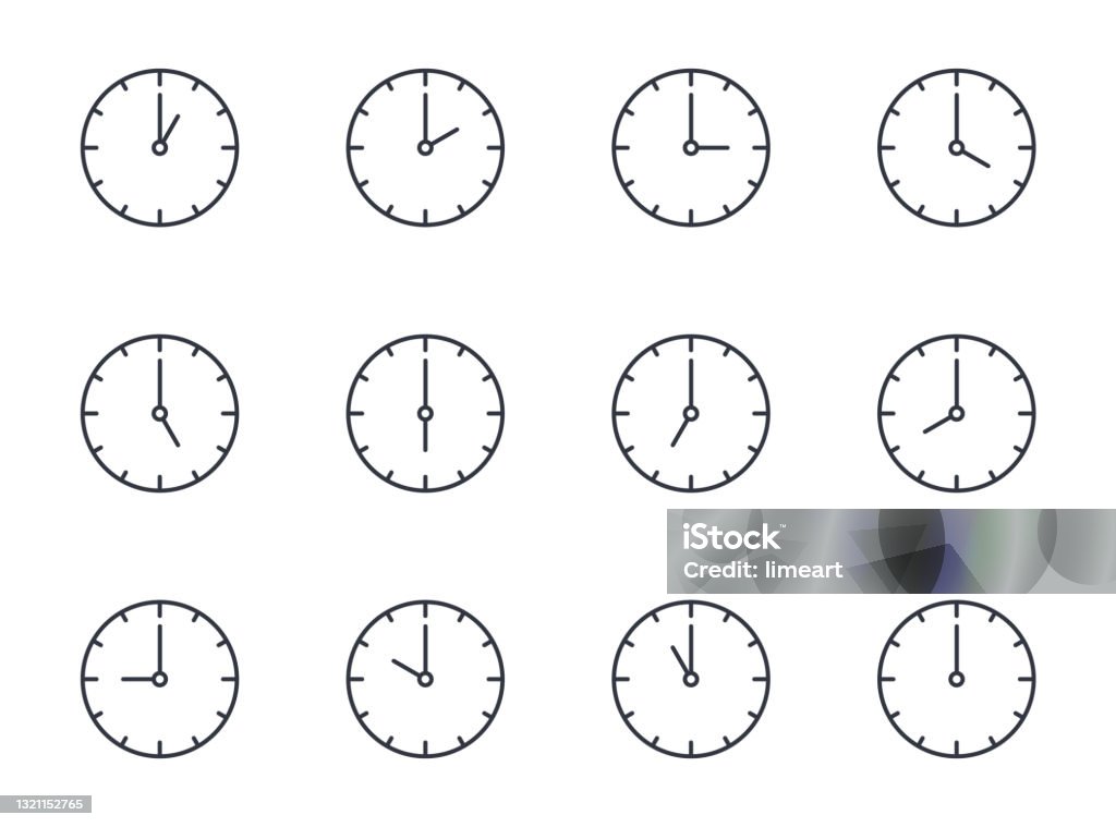 Heure De Numérotation De Licône Dhorloge Vectorielle Trait Modifiable
