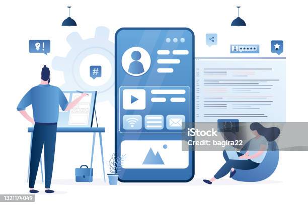 Ui Designer Creates Structure Of Information Blocks Of Mobile App