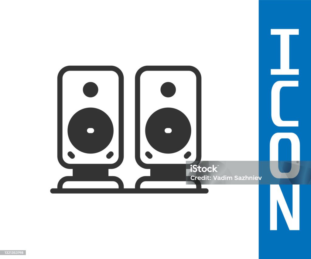 Grey Stereo Speaker Icon Isolated On White Background Sound System