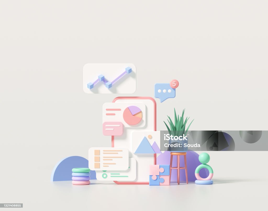 3d Minimal Mobile App Development And Mobile Web Design Concept User Interface Optimization 3d