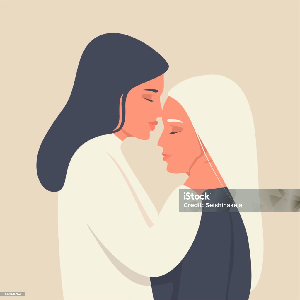 Ilustración De Chicas Lesbianas Se Abrazan Y Más Vectores Libres De