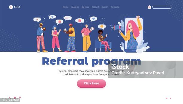 Empfehlung Programm Website Banner Mit Cartoon Menschen Flache ... Empfehlung Programm Website Banner Mit Cartoon Menschen Flache ...