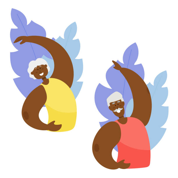 40 Older African American Couple White Background Stock Illustrations