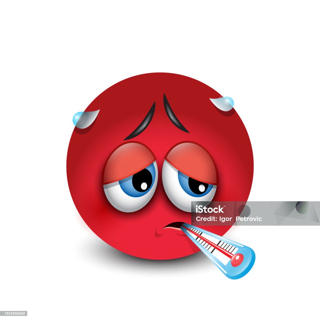Emotikon Sakit Lucu Dengan Termometer Emoji Ilustrasi Vektor Ilustrasi Stok Unduh Gambar