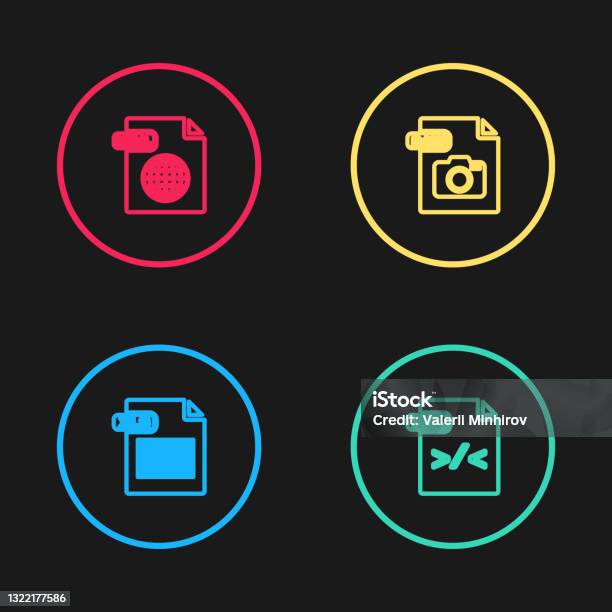 Atur Dokumen File Xls Baris Ikon Xsl Raw Dan Html Vektor Ilustrasi Stok
