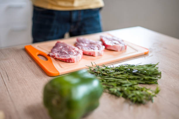 Free Stock Photo of Raw pork chops on a kitchen counter | Download Free ...