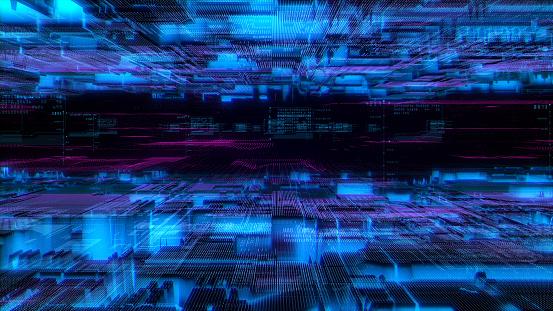Dunia Maya Digital Futuristik Matriks Data Digital Mengalir Dan
