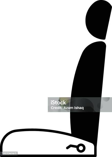 Passenger Car Seat Side View With Up Down Lever Vector Glyph Icon