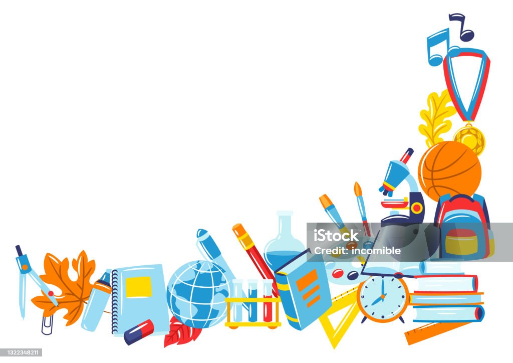 Contexte Scolaire Avec Des Éléments Déducation Illustration De