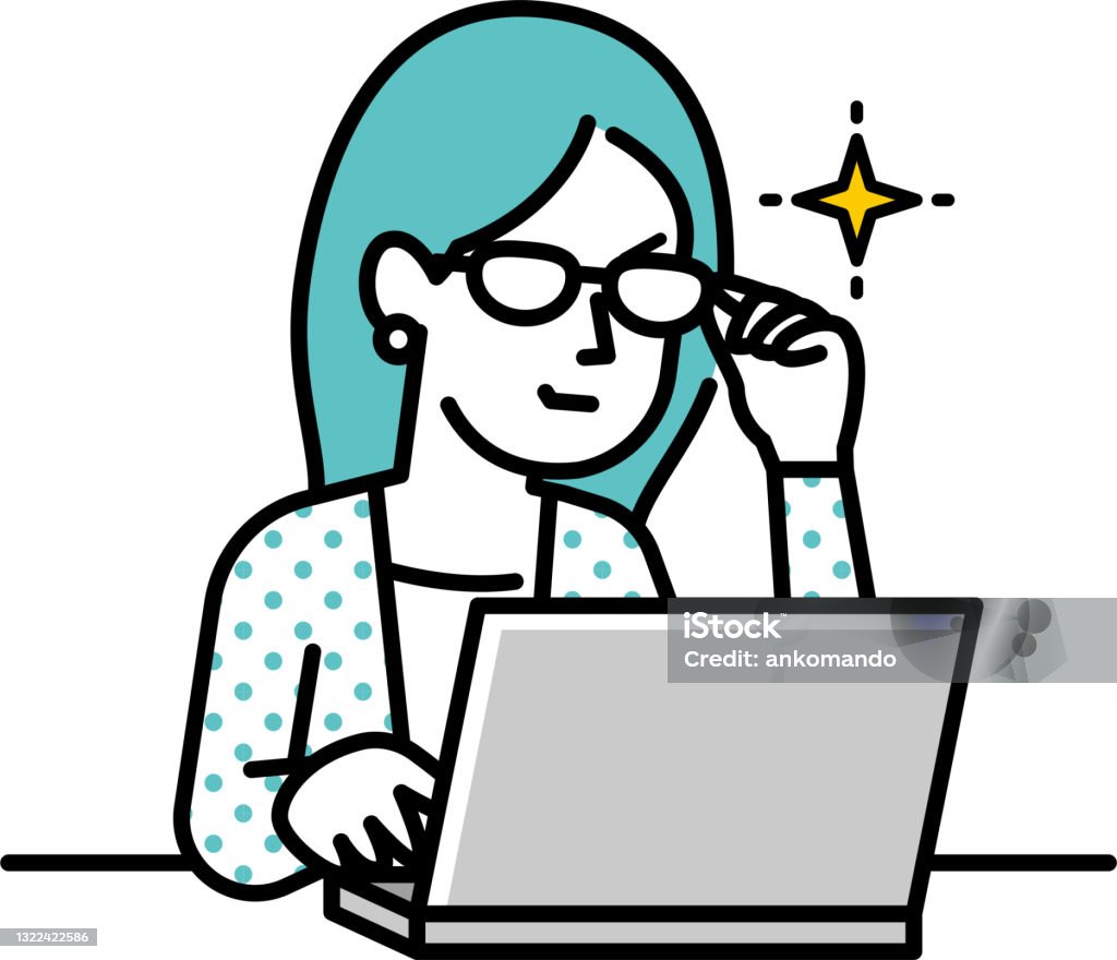 Illustration Of A Woman Who Proudly Operates A Laptop Computer Stock