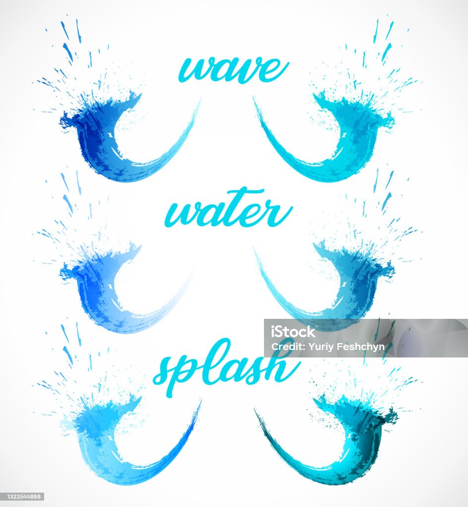 Blue Ink Splash Logo Set Abstract Colorful Water Wave Collection Eco