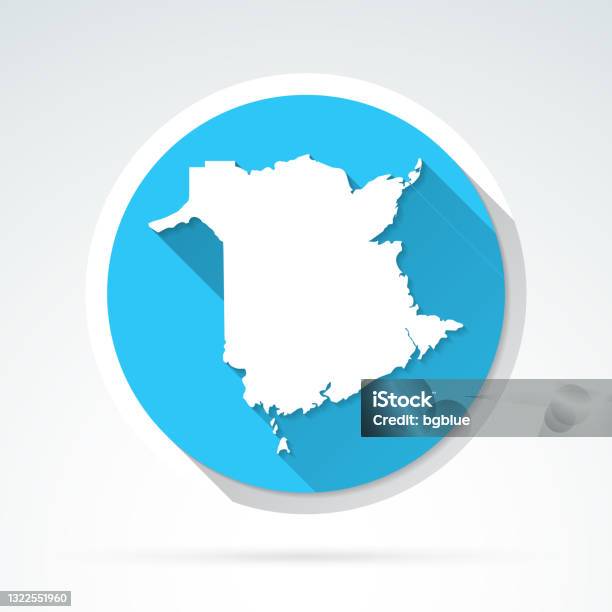 Icône De La Carte Du Nouveaubrunswick Conception Plate Avec Ombre