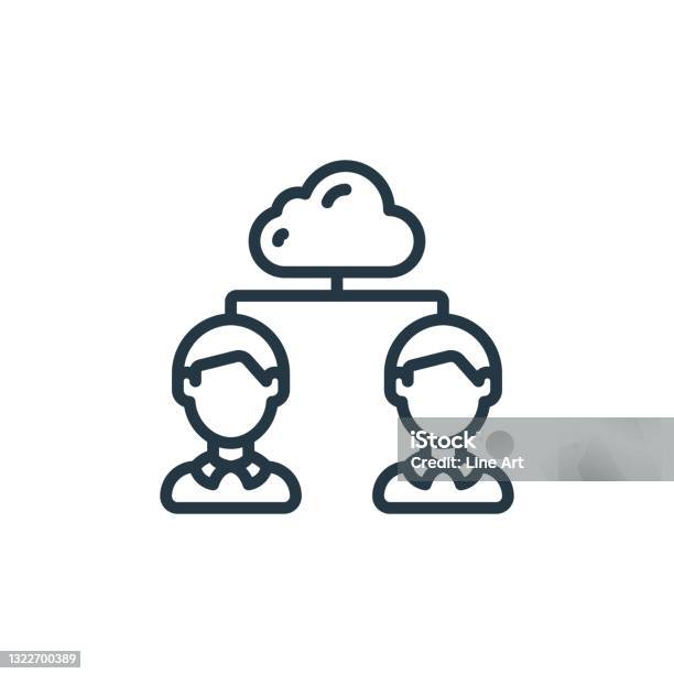 Vektor Ikon Berbagi Cloud Dari Konsep Komputasi Awan Ilustrasi Garis
