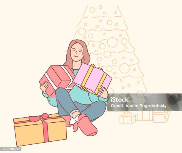 Muda Bahagia Tersenyum Wanita Karakter Kartun Memegang Membawa Banyak ... Muda Bahagia Tersenyum Wanita Karakter Kartun Memegang Membawa Banyak ...