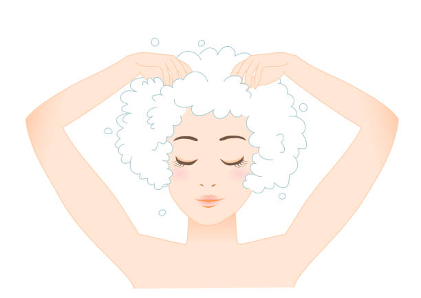 20 Beautiful Woman Washing Hair White Background Stock Illustrations