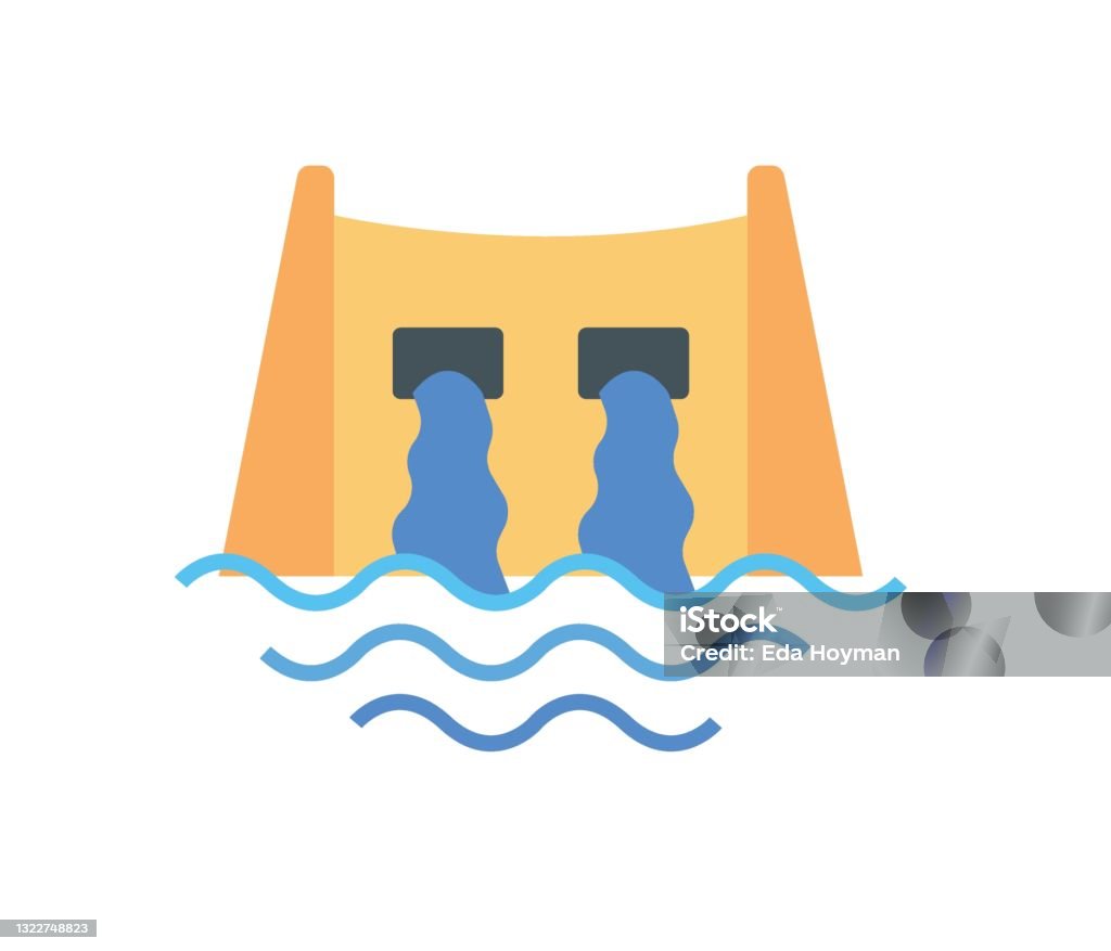 Icône De La Centrale Hydroélectrique Dans Un Style Plat Énergie De Flux