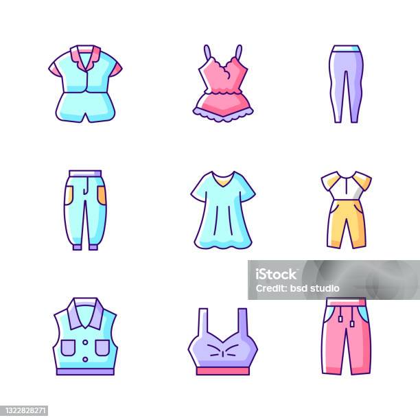 Comfortable Homewear Rgb Color Icons Set Stock Illustration - Download ... Comfortable Homewear Rgb Color Icons Set Stock Illustration - Download ...