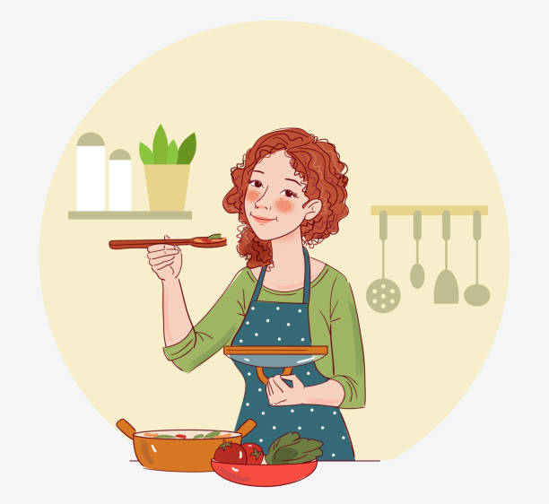 920 Attractive Woman Cooking Stock Illustrations Royalty Free Vector
