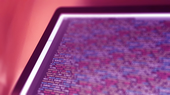Software Development Monitor Screen Background Developer Display With Source Code Programming