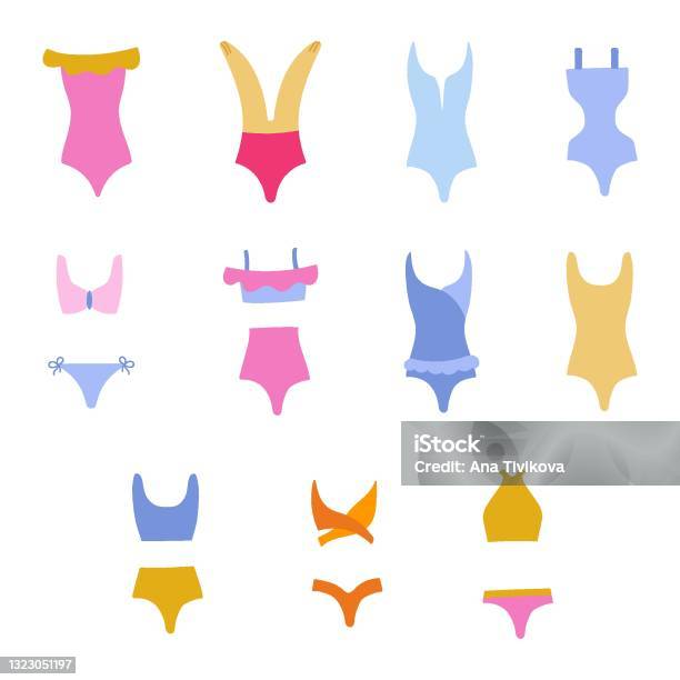Big Set Of Cute Swimsuits For Women Stock Illustration Download Image