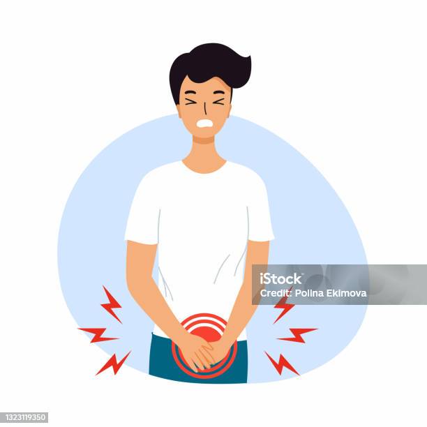 Lhomme Ressent La Douleur De La Cystite Maladies De La Vessie Et