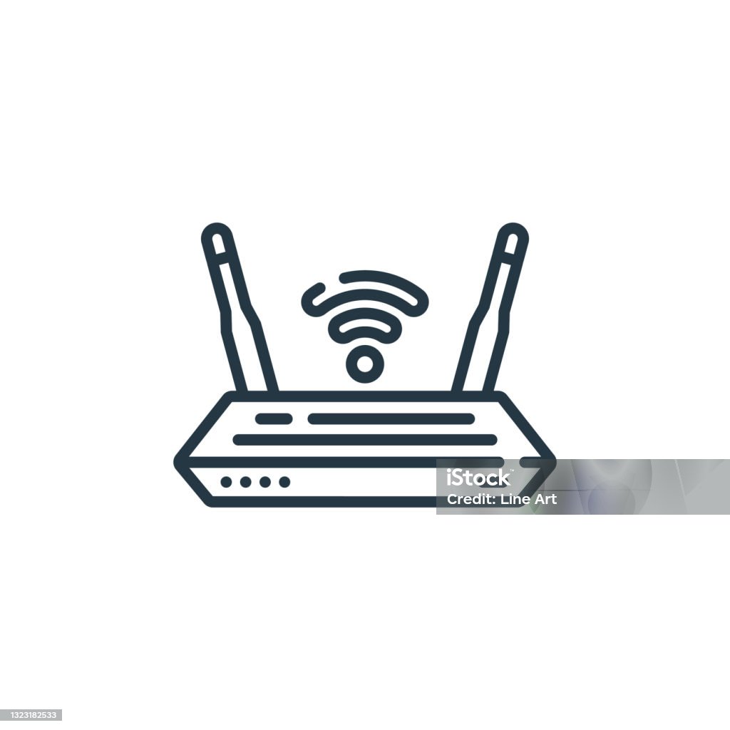 Vektor Ikon Router Dari Konsep Perangkat Keras Ilustrasi Garis Tipis