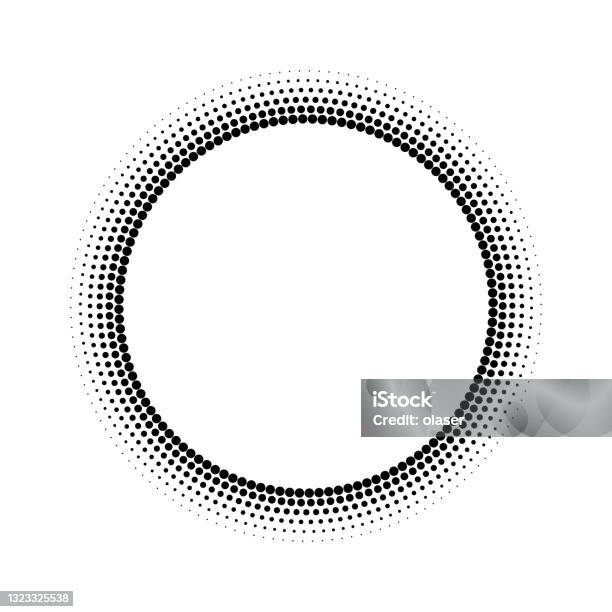 Orbital Dots Radial Size Gradient From Black To White Stock