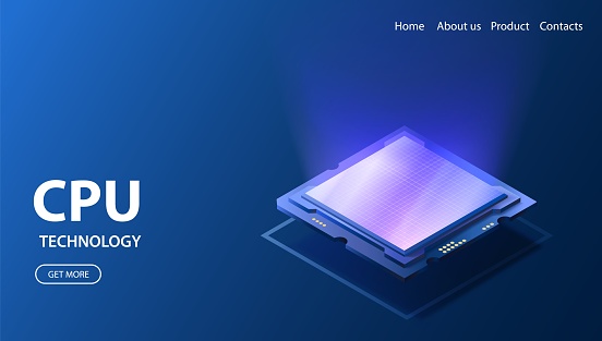 Cpu Chip Isometric Illustration Computer Processor Component ... Cpu Chip Isometric Illustration Computer Processor Component ...