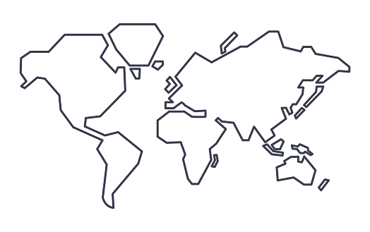 Vetores De Mapa De Mundo Estilizado Simples Silhueta Continentes No