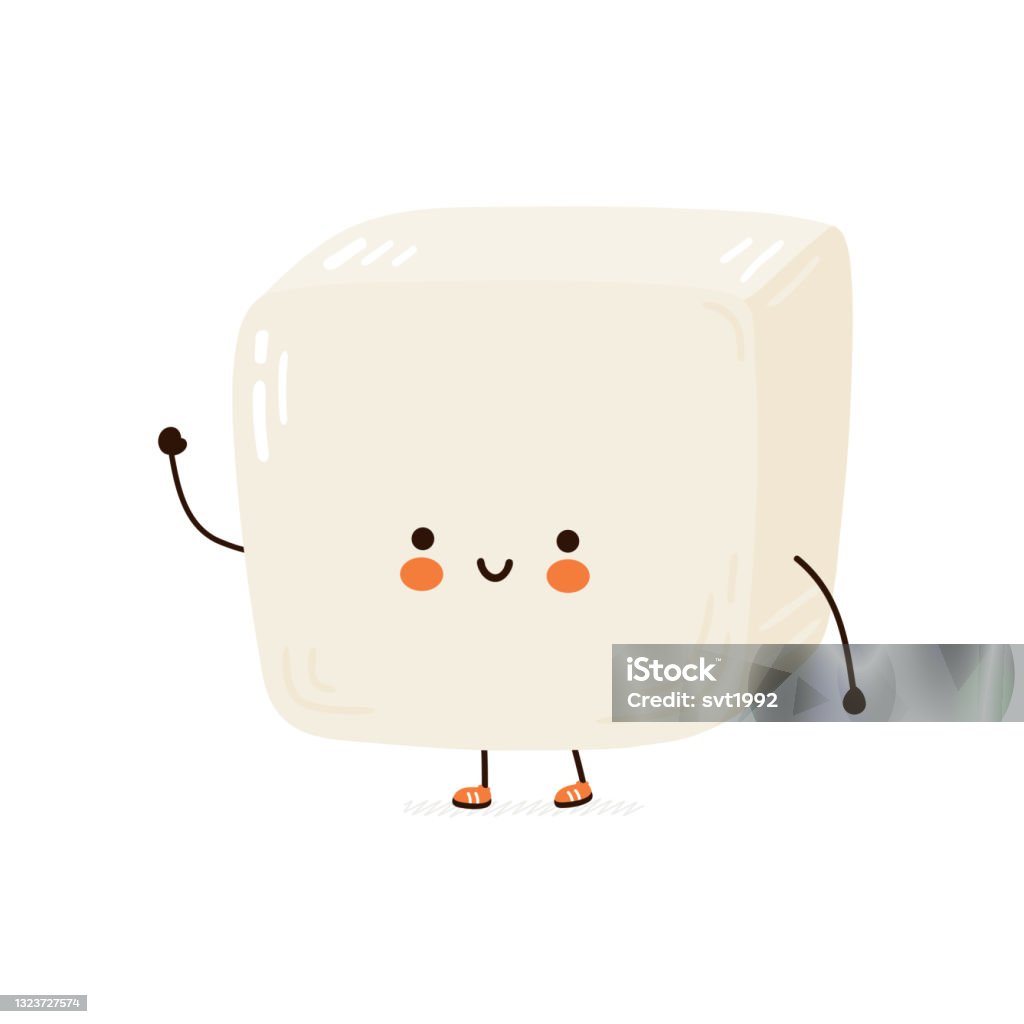 Cute Funny Tofu Character Vector Hand Drawn Cartoon Kawaii Character